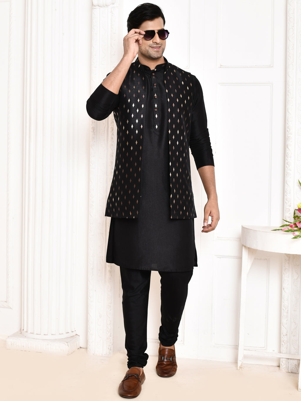 Men's Printed Front Open Long Jacket Set – Maahi Fabs